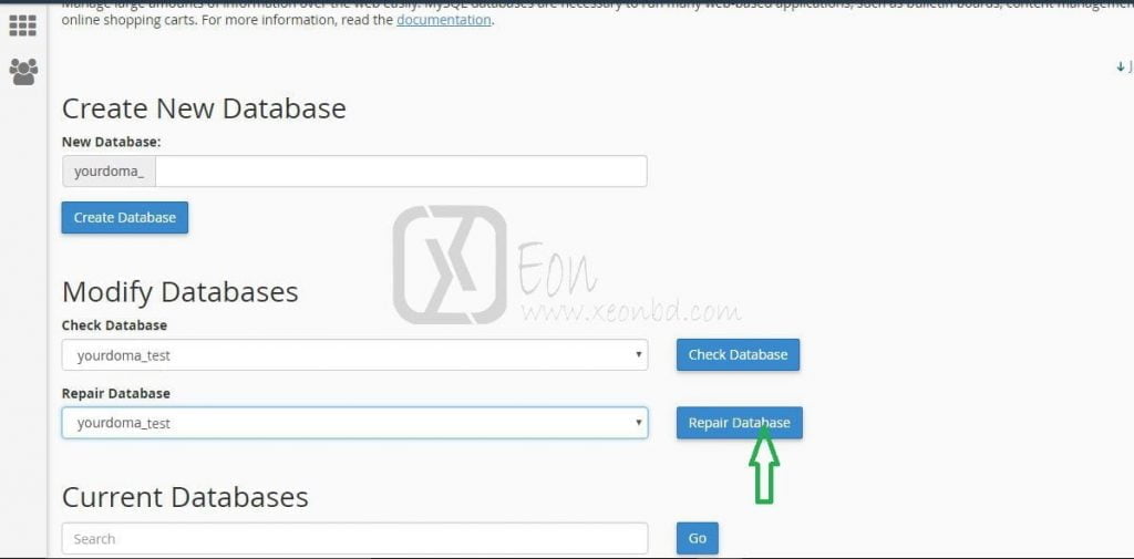 How to Repair MySQL Database using cPanel - XeonBD