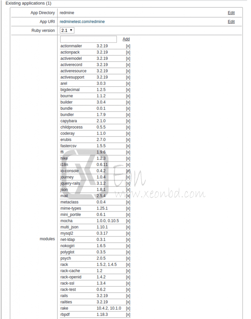 Deploying Redmine using XeonBD’s shared cPanel’s Ruby Selector
